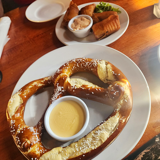 Holy carbs, Batman! This pretzel's so big, it could double as a life preserver. Dunk at your own risk! Photo credit: S T