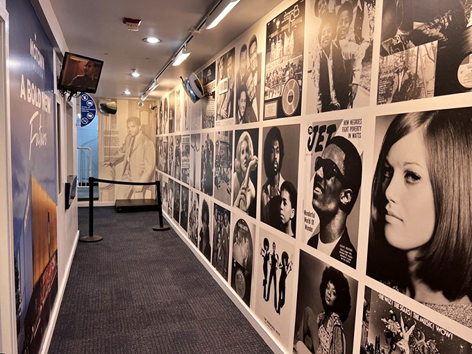 A hallway of legends: Black and white photographs tell stories of artists who turned this humble house into music's holy ground.