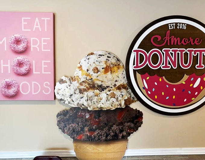 Eat more hole foods! A'More's playful wall art perfectly captures the spirit of this delightful donut haven.