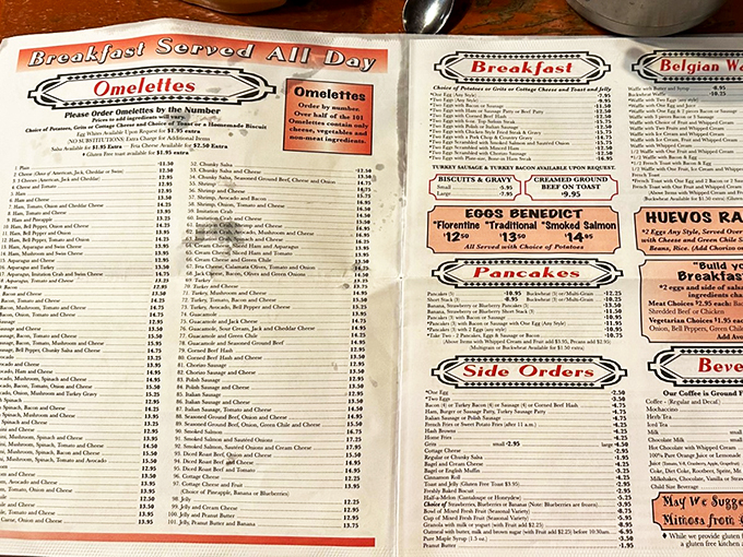 Decisions, decisions! With 101 omelette options, this menu is longer than your average Netflix binge session.