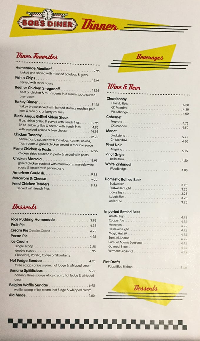 A menu that reads like a greatest hits album of diner classics. From meatloaf to milkshakes, it's a culinary trip down memory lane.