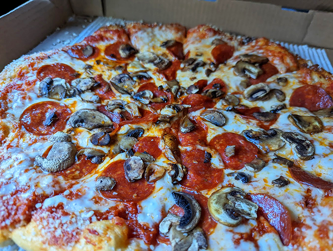 Who said The Red Fork was just about burgers? This pizza looks so good, it might just start a civil war between your taste buds.