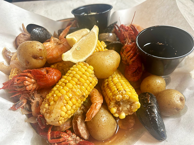 Behold the seafood spectacular! This platter is like a greatest hits album of the ocean - each bite a chart-topping flavor that'll have you singing sea shanties. Photo credit: cstolzenbach