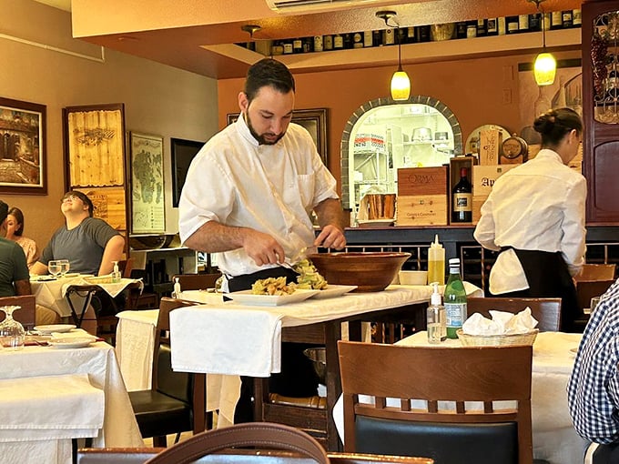 Not pictured: Caesar himself, weeping tears of joy. This tableside spectacle is part salad, part performance art&mdash;and entirely delicious.