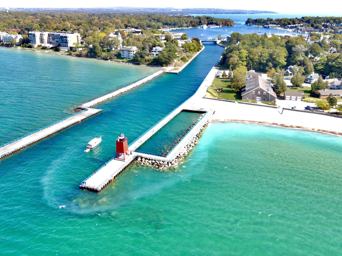 Charlevoix: A storybook town where fairy tales meet freshwater! Whimsical architecture and lakeside charm abound. Photo credit: Jmaltese