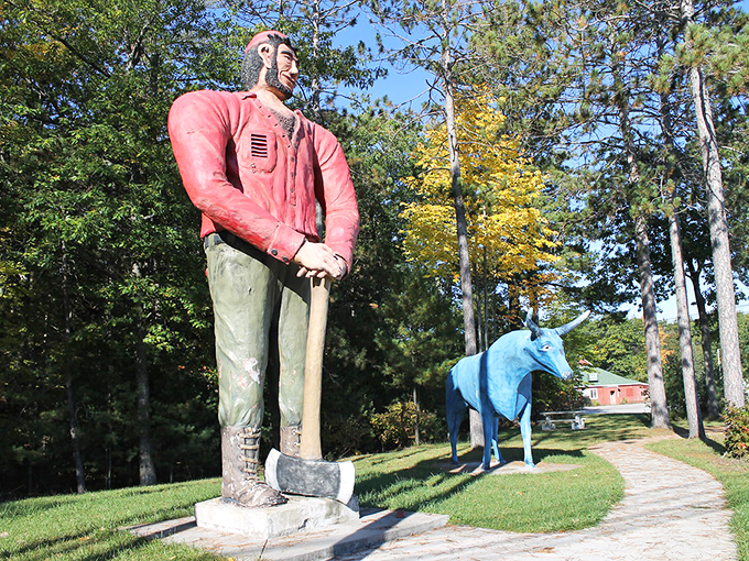 "Lumber-legends come to life! Paul and Babe stand ready to chop down boredom on your Michigan road trip." Photo credit: Corey Seeman