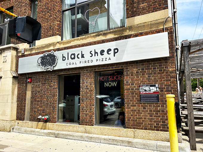 Black Sheep Coal Fired Pizza: Where pizza meets modern art. This sleek exterior houses some of the most creative pies in Minneapolis.