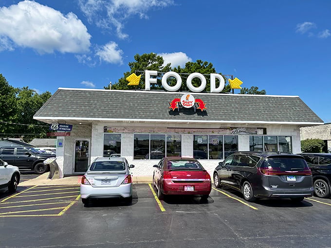 Corn dogs on a stick? More like happiness on a stick! Route 66's tastiest claim to fame. Photo credit: Denver Doty
