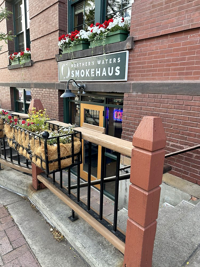 Brick, blooms, and smoked delights - it's like someone bottled the essence of Duluth and made it edible. Photo credit: Samantha M.