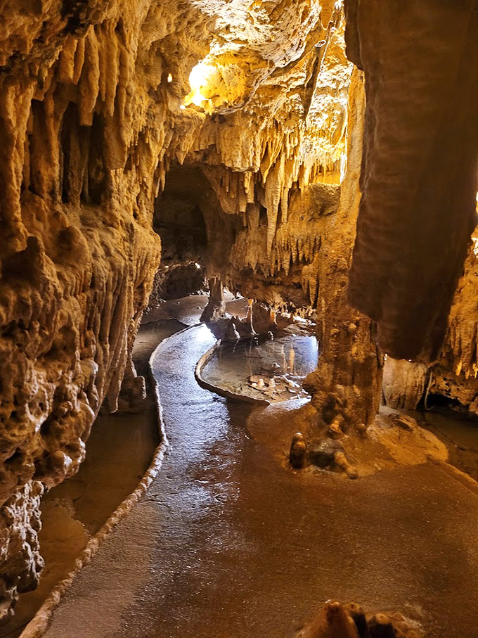 Nature's own mood lighting. Who needs chandeliers when you've got millennia-old stalactites?