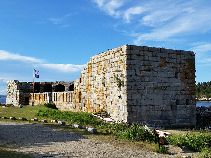 Arches upon arches! Fort Popham's granite galleries offer a glimpse into Civil War-era engineering and prime spots for impromptu history lessons.