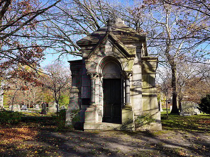 Gothic architecture meets nature's beauty. It's like Central Park decided to dress up for Halloween all year round.