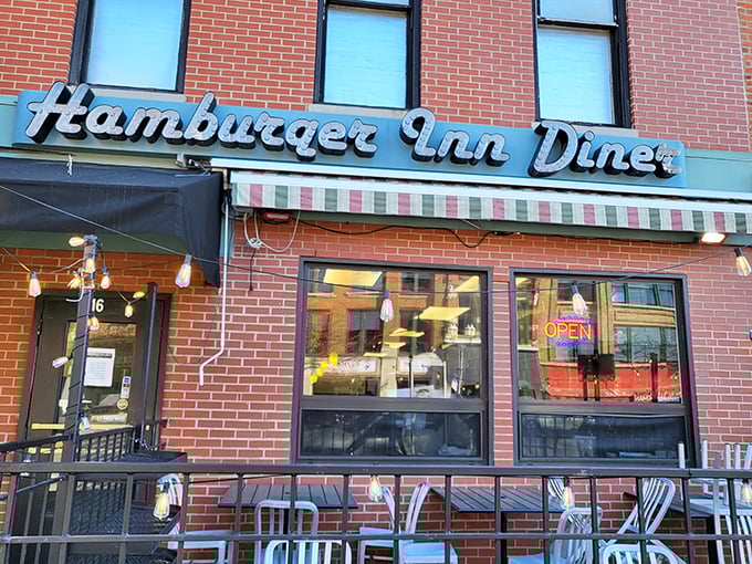 Neon lights and striped awnings &ndash; the Hamburger Inn isn't just a meal, it's a trip back to the golden age of diners.