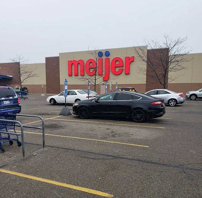 Retail therapy, Midwest style! Meijer's expansive parking lot is the gateway to a shopping adventure that never sleeps.