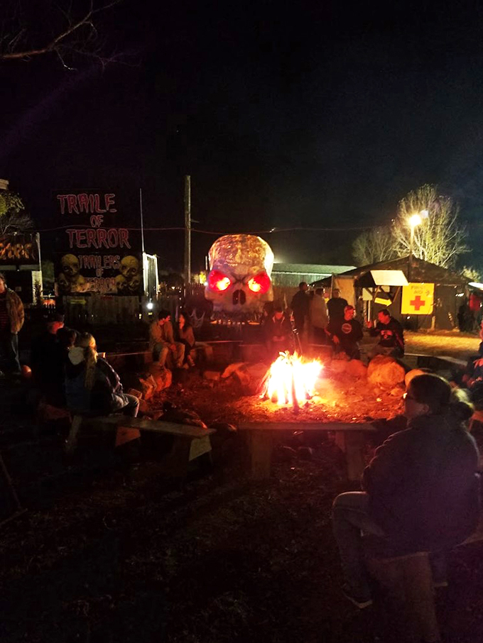 Gather 'round the campfire, folks! Nothing warms the soul like ghost stories told by a giant, glowing skull. Marshmallows, anyone?