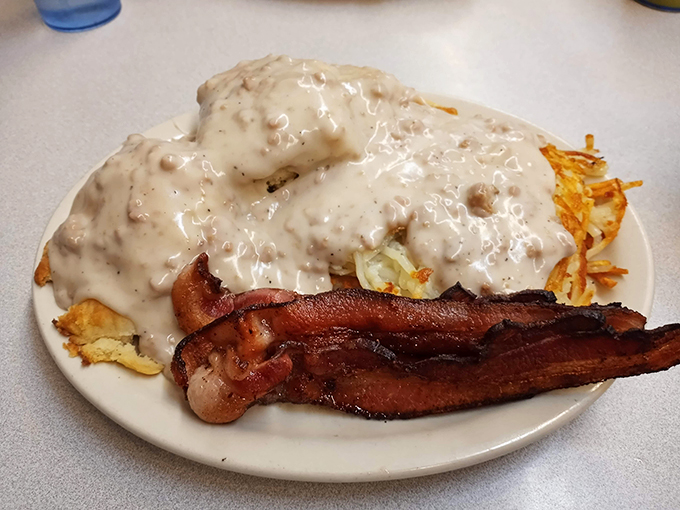 Biscuits and gravy: the breakfast of champions... and anyone else who dares to dream big before noon.