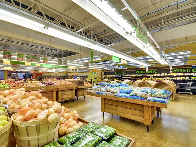 Fresh produce paradise! Wooden crates overflow with nature's bounty, proving that even everyday vegetables can look Instagram-worthy.