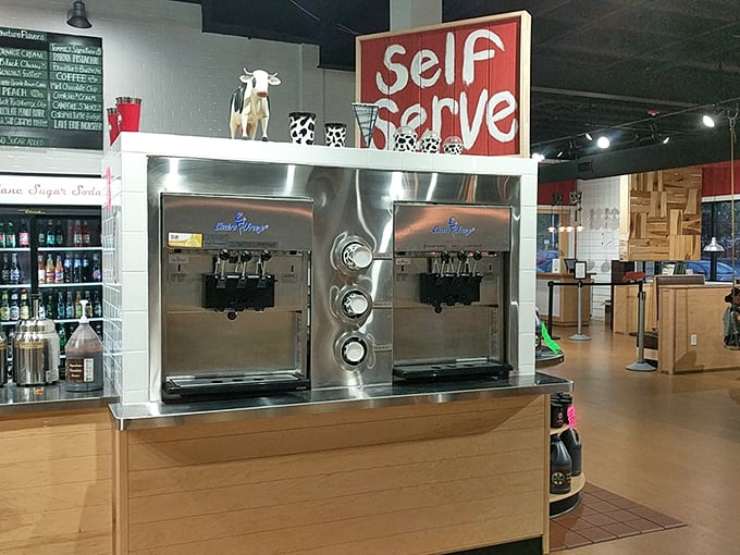 Forget brain freeze, prepare for a sugar rush! This self-serve ice cream station is like a DIY dessert paradise.