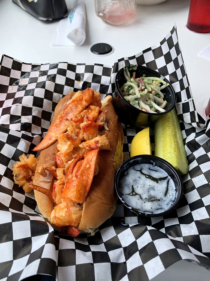 Behold, the Holy Grail of seafood sandwiches! This lobster roll isn't just a meal, it's a religious experience wrapped in a perfectly toasted bun.
