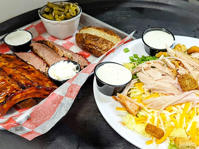 Holy smokes, those ribs! Fall-off-the-bone tender and glistening with sauce &ndash; resistance is futile, my friends