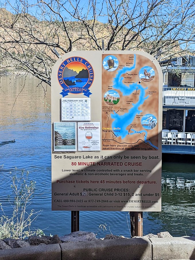 Forget treasure maps &ndash; this sign's got all the booty you need. X marks the spot for an 80-minute journey through Arizona's liquid gold.