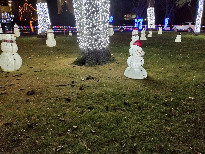 Frosty's got competition! These illuminated snowmen are having their own silent disco, grooving to the rhythm of twinkling lights.