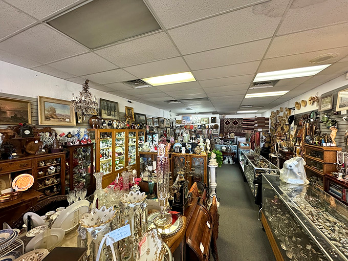 Chandeliers and cherubs and china, oh my! This aisle is like your eccentric great-aunt's attic, if she'd been collecting for centuries.
