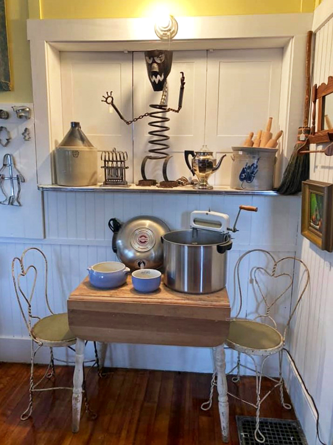 Who knew kitchen nightmares could look so dreamy? This whimsical display turns culinary tools into art, with a dash of steampunk for flavor.