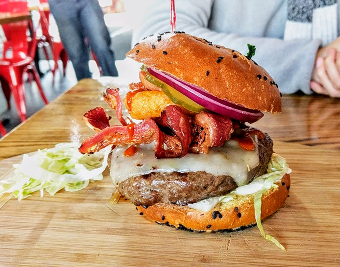 When beef bacon meets melted cheese on a perfectly charred patty, you know you've found burger nirvana.