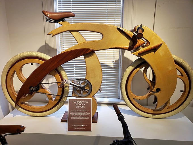 Wood you believe it? This handcrafted wooden bicycle proves that even Pinocchio could've had a sweet ride if he'd played his cards right.
