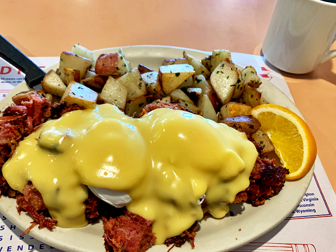 Holy hollandaise! These home fries are the unsung heroes, ready to steal the spotlight from their eggy companions.