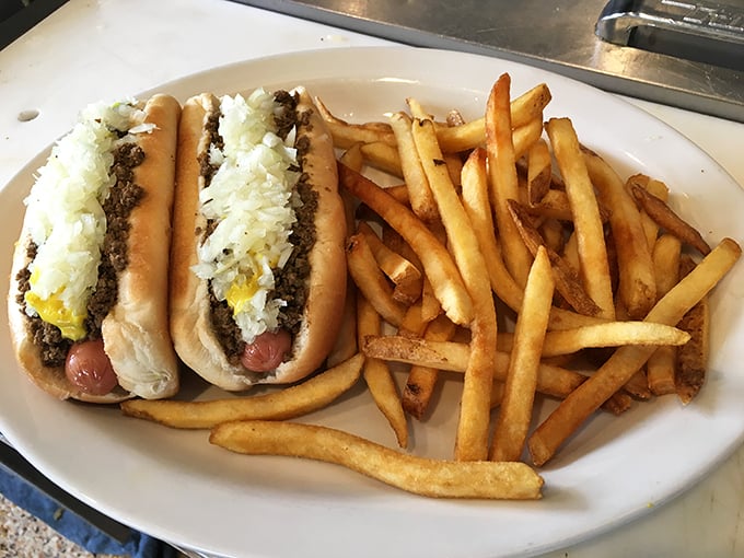 Behold, the dynamic duo of diner delights! These Coney dogs and fries are ready for their tasty tango with your taste buds.