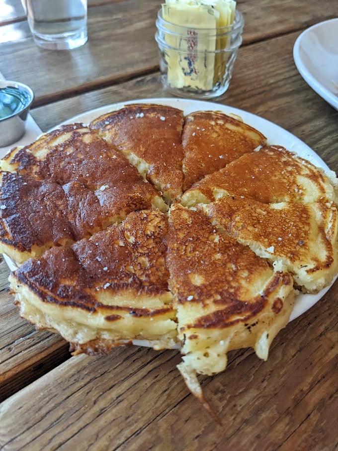 Golden-brown pancakes that look like they were kissed by butter fairies and blessed by the maple syrup gods. Photo credit: Ray Mott