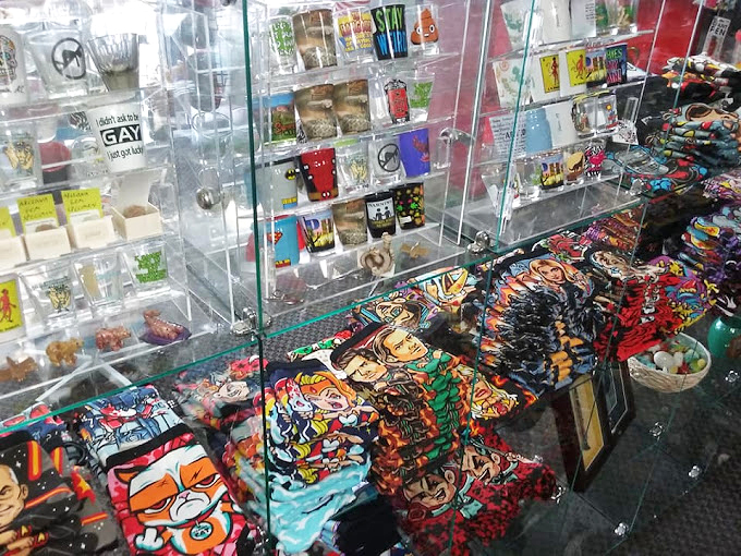 A glass case wonderland where quirky meets cool, displaying everything from local art to conversation-starting collectibles.