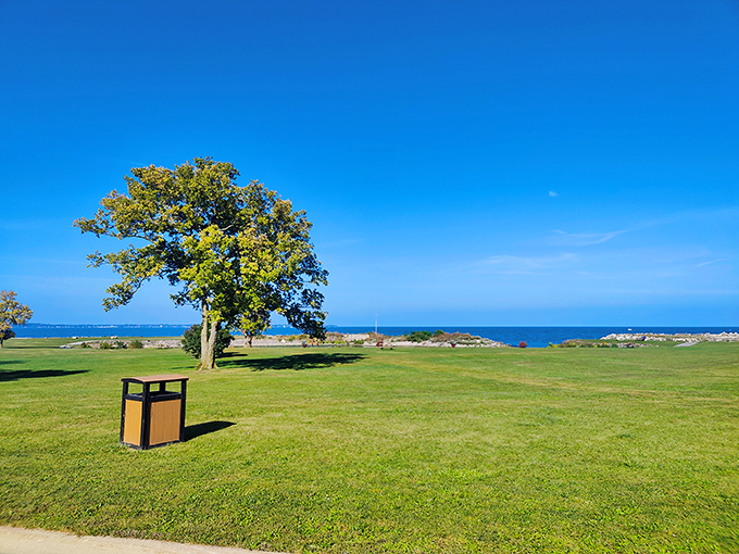 Serenity now! This grassy oasis invites you to breathe deep and let your worries sail away on Lake Erie's breeze.