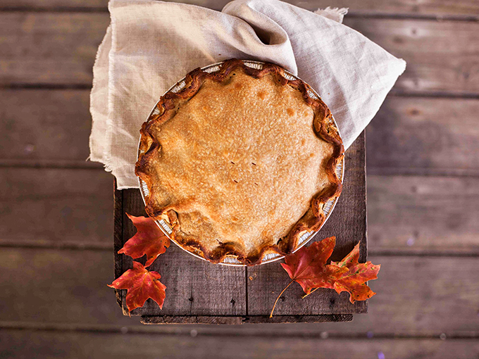 Behold, the crown jewel of autumn! This golden-crusted beauty could make even Marie Antoinette say, "Let them eat pie!"