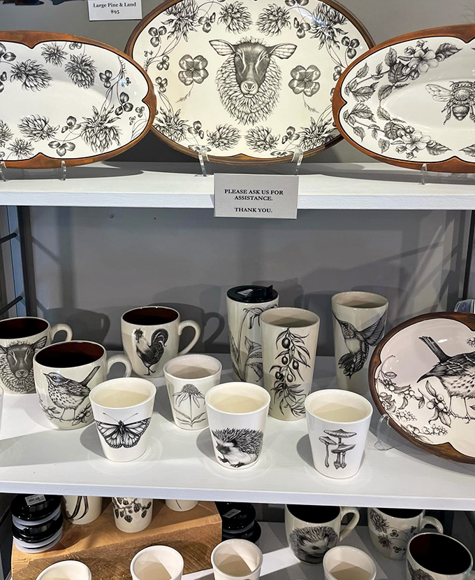 A menagerie of mugs and more! These hand-painted pretties will have you sipping in style, whether it's coffee or cocoa.