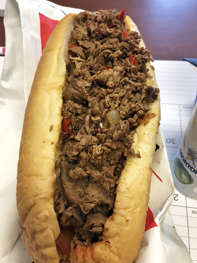 This isn't just a steak sub, it's a masterpiece of meat - packed so full you'll need both hands and zero distractions.