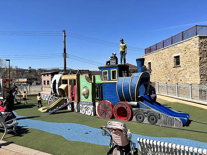 All aboard the Teddy Express! This colorful locomotive is ready to chug its way into your heart, no ticket required &ndash; just bring your sense of wonder.