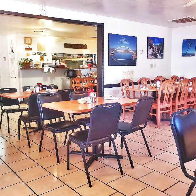 Cozy booths and warm lighting create the perfect small-town atmosphere, where conversations flow as freely as the coffee.