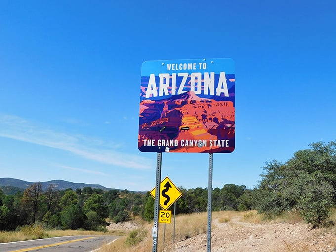 Fasten your seatbelts, folks! This sign marks the beginning of a journey through landscapes that'll make your camera beg for mercy. Photo credit: Jimmy Emerson, DVM