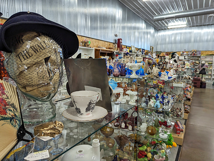 It's like your eccentric aunt's attic exploded&hellip; in the best way possible! From kitschy knick-knacks to elegant glassware, this display has it all.