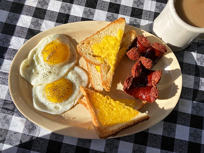 Rise and shine, taste buds! This breakfast plate is the morning equivalent of a warm hug - comforting, satisfying, and oh-so-delicious. Photo credit: Judea Roams (Don & Sue Ellen)