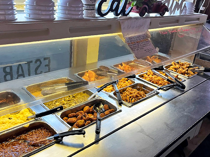 Decisions, decisions! This buffet spread is like a greatest hits album of Southern cuisine - every choice is a chart-topper.