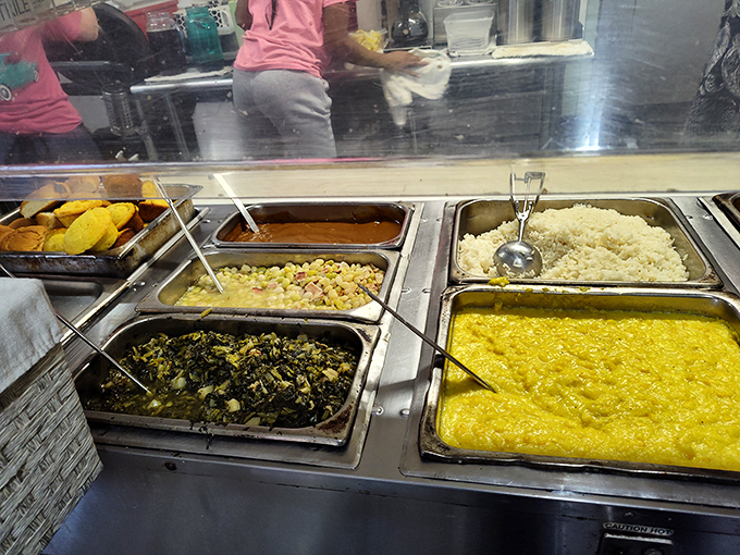 Decisions, decisions! This buffet line is like a greatest hits album of Southern cuisine. Your taste buds are about to go on a magical mystery tour. Photo credit: Conrad Carriker