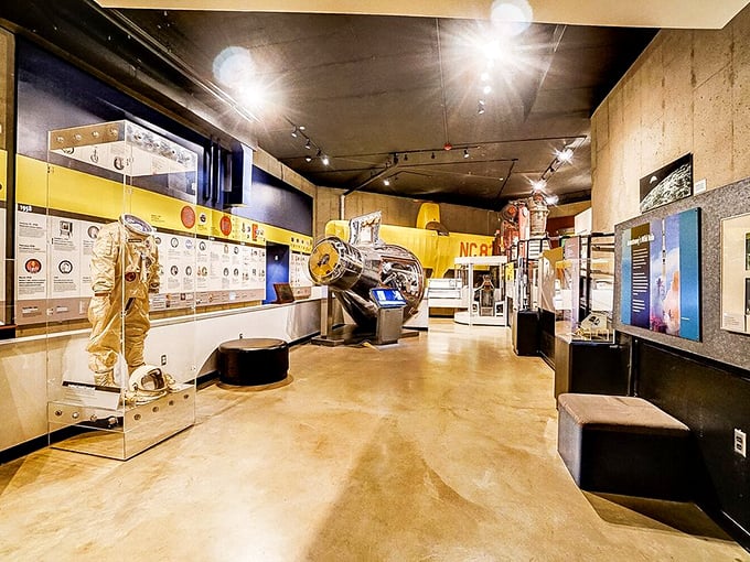Step inside and prepare for sensory overload! The museum's interior is a treasure trove of space-age wonders.