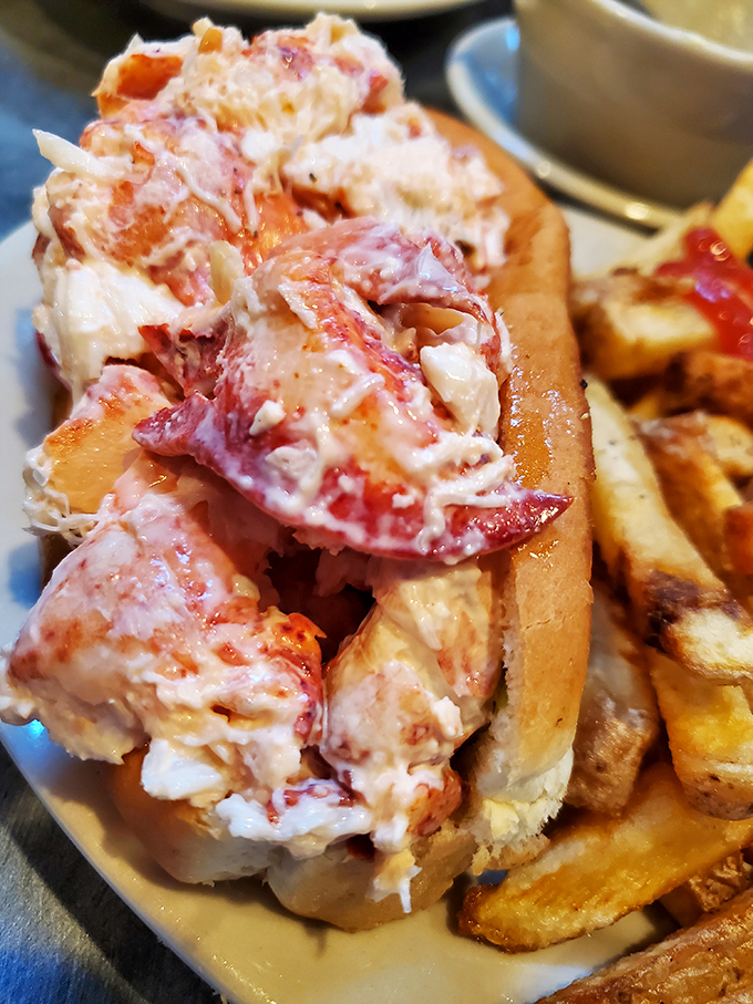 Behold, the lobster roll of legends! This isn't just a sandwich; it's a work of art that belongs in the Louvre&hellip; if the Louvre allowed snacking.
