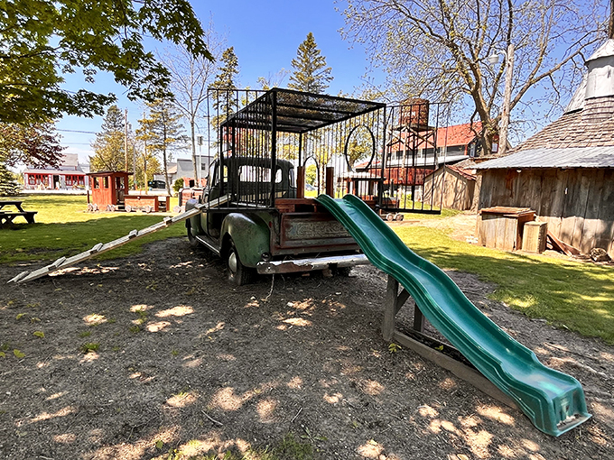 Slide into fun! This vintage car-turned-playground proves that at PC Junction, the entertainment doesn't stop when the meal is over.