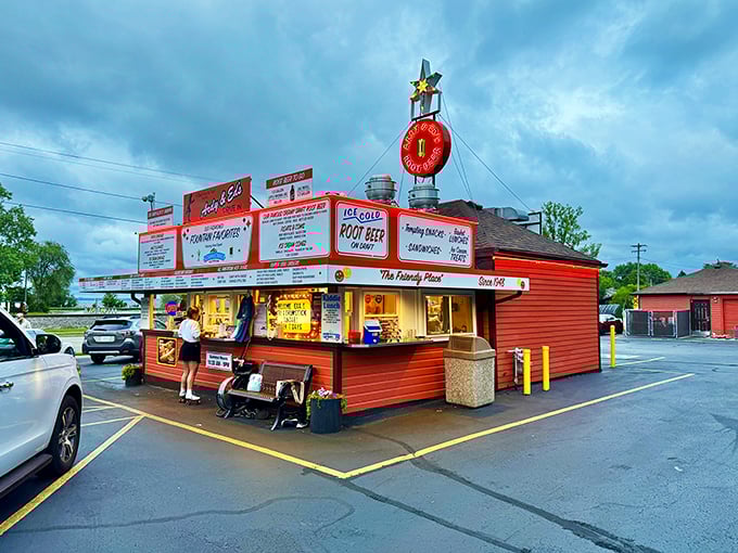Ardy & Ed's: Where the neon glows brighter than your future and the root beer flows like liquid nostalgia. Time travel never tasted so good!