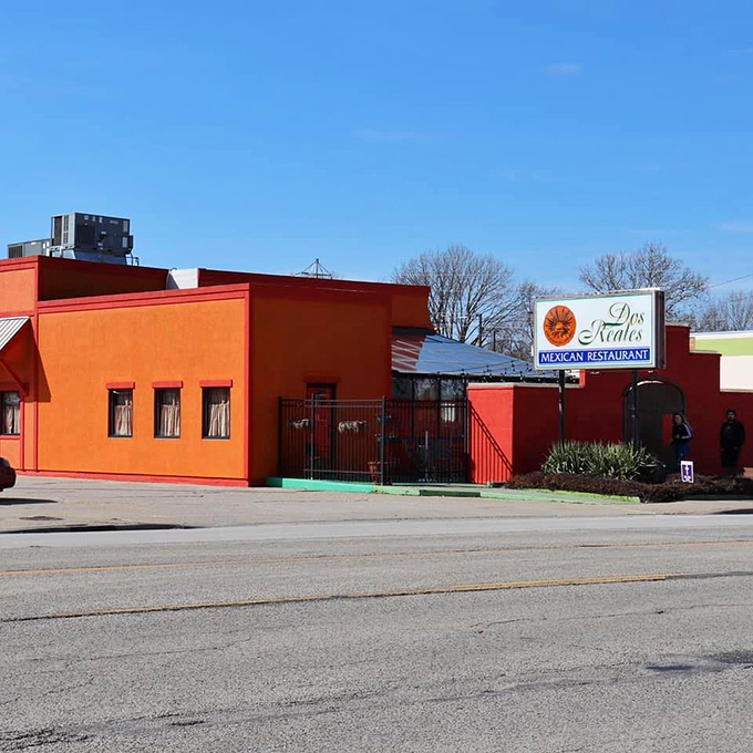 Dos Reales: Where the building is as vibrant as the food! It's like a sunset decided to become a restaurant. Photo credit: Dos Reales Mexican Restaurant